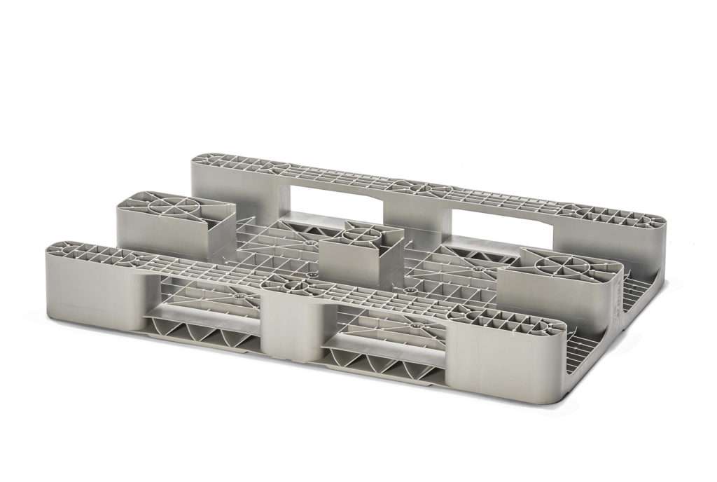 48 x 32 - Stackable Plastic Pallet - 2 Runners, Open Deck | Reusable Transport Packaging