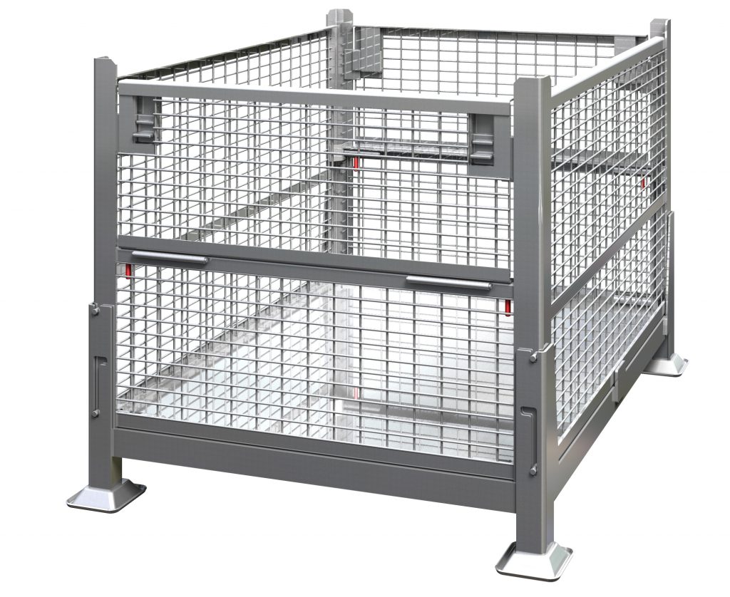 40 x 34 x 32 - Wire Mesh Container Collapsible with 1/2 Drop Doors ...