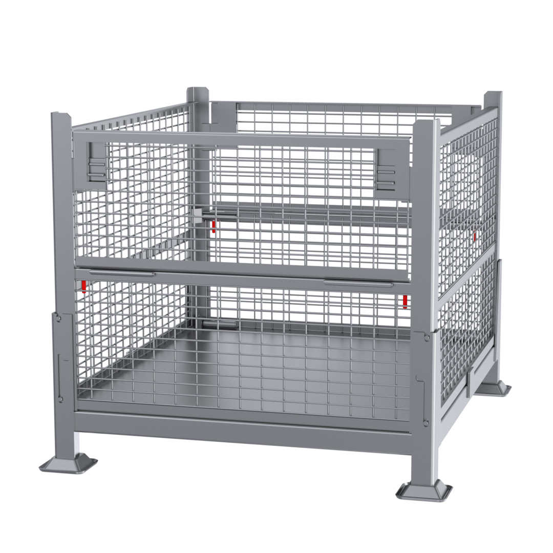 40 x 35 x 32 - Metal Wire Mesh Bulk Container - Collapsible, Drop Doors