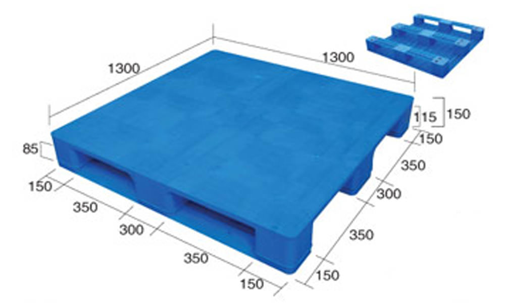 52 x 52 - Rackable Plastic Pallet - Closed Deck, 3 Runners