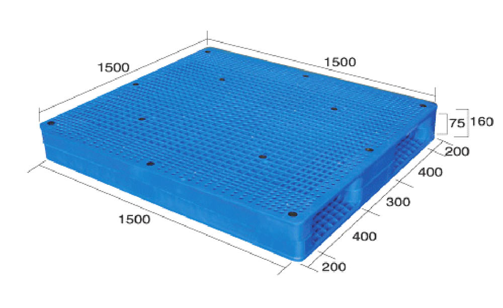 60 x 60 - Rackable Plastic Pallet - Open Deck, 6 Runners