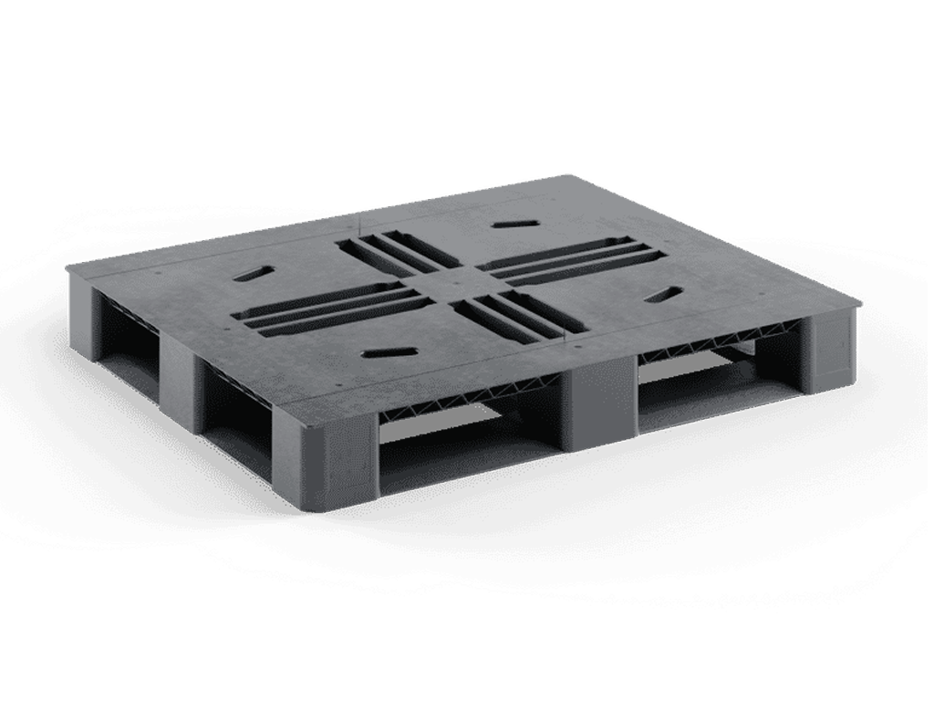 48 x 40 - Rackable Plastic Pallets - 6 Runners, Open Deck