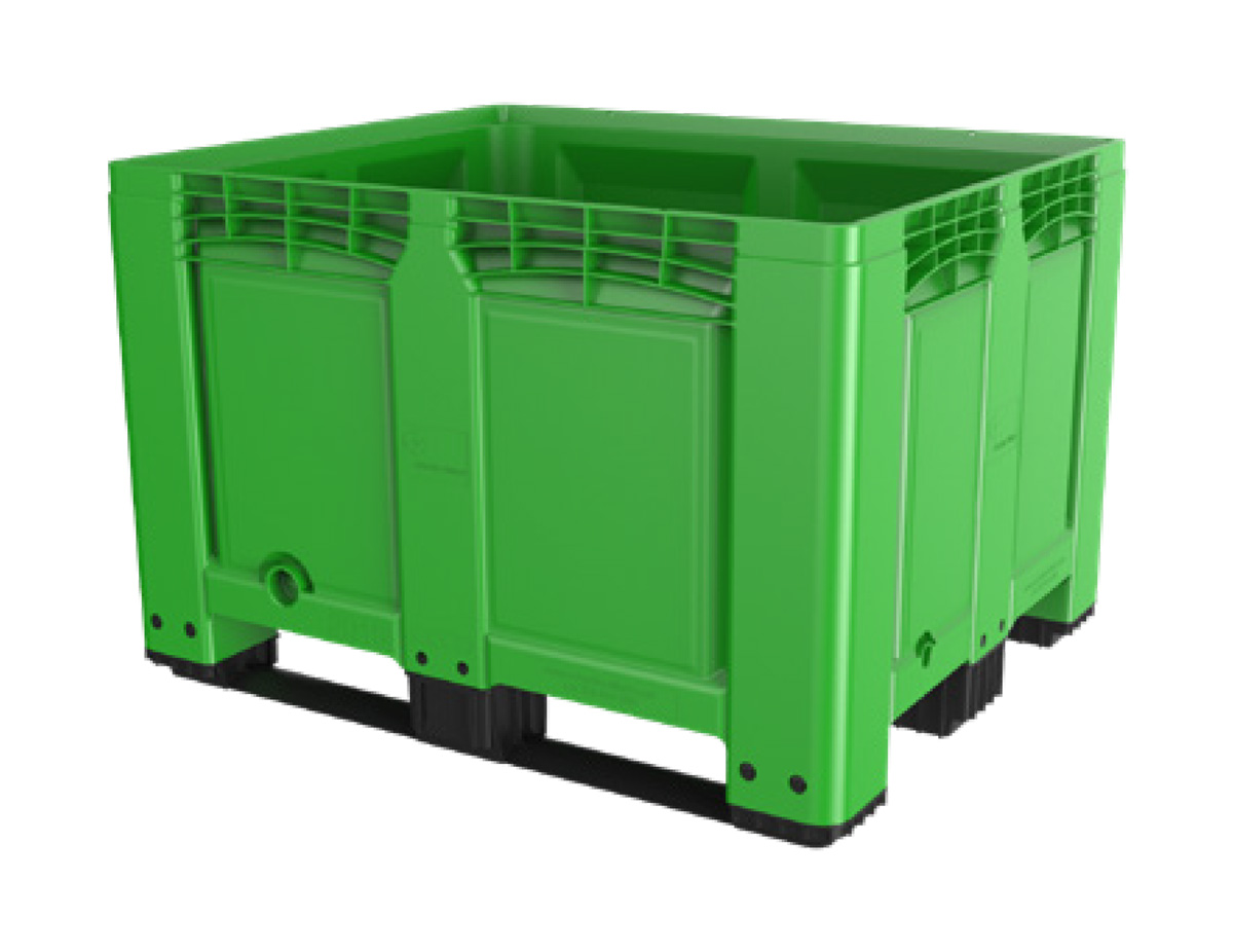 48 x 40 x 31 – Fixed Wall Bulk Container – 3 Runners , Solid Wall